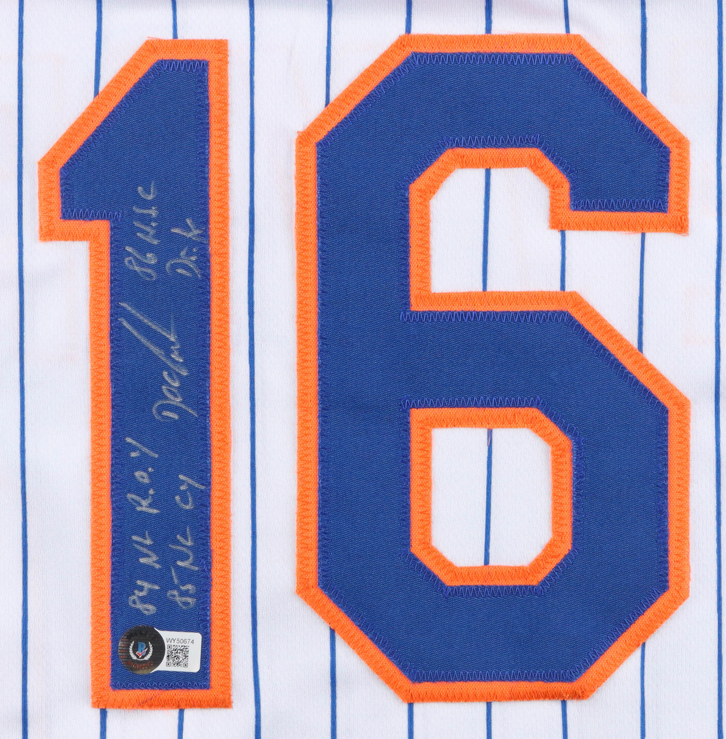 Dwight "Doc" Gooden Signed Jersey Inscribed "86 W.S.C.", "84 NL R.O.Y ...