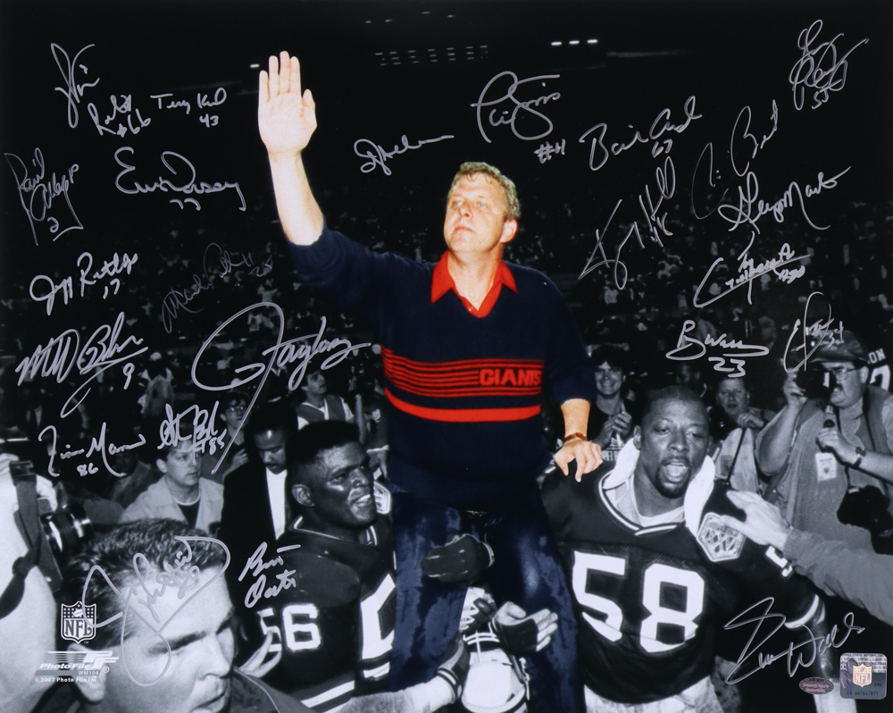 1986 & 1990 Giants Super Bowl XXI/XXV Champions 16x20 Photo Team Signed ...