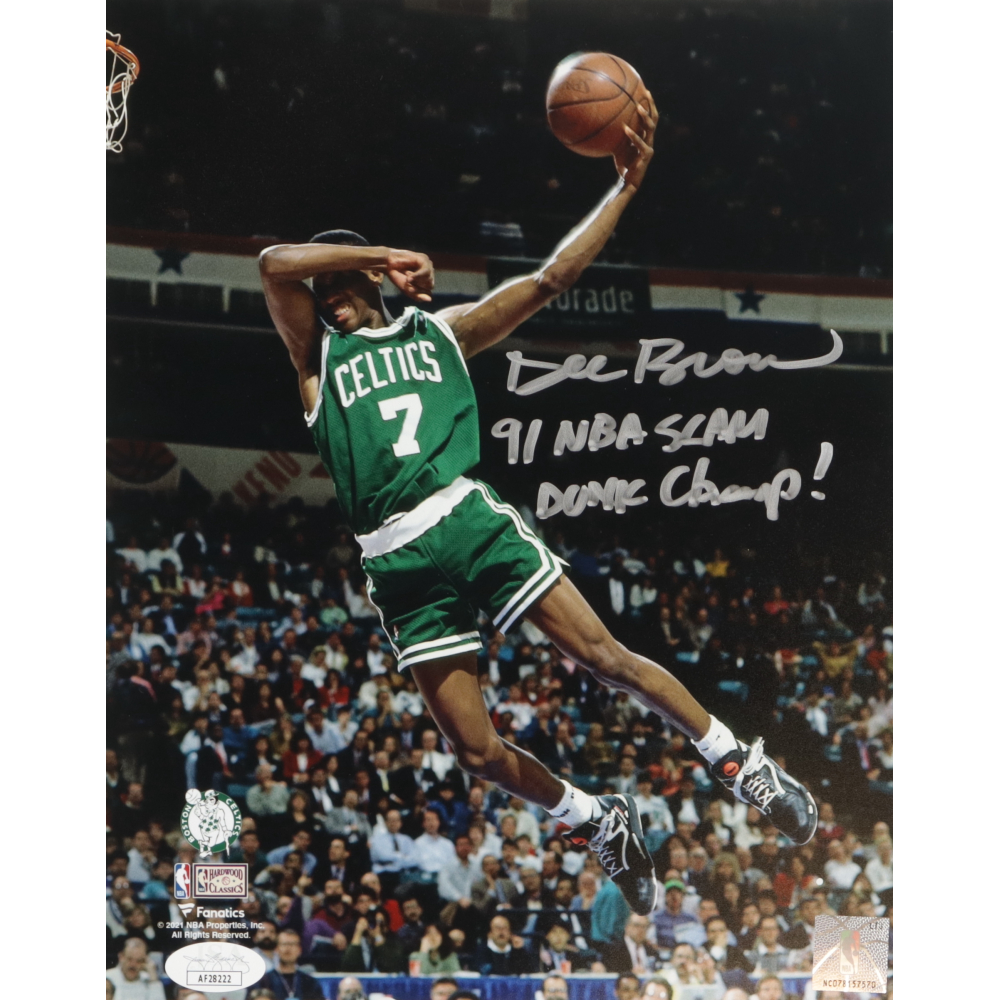 Dee Brown Signed Celtics 8x10 Photo Inscribed "91 NBA Slam Dunk Champ ...