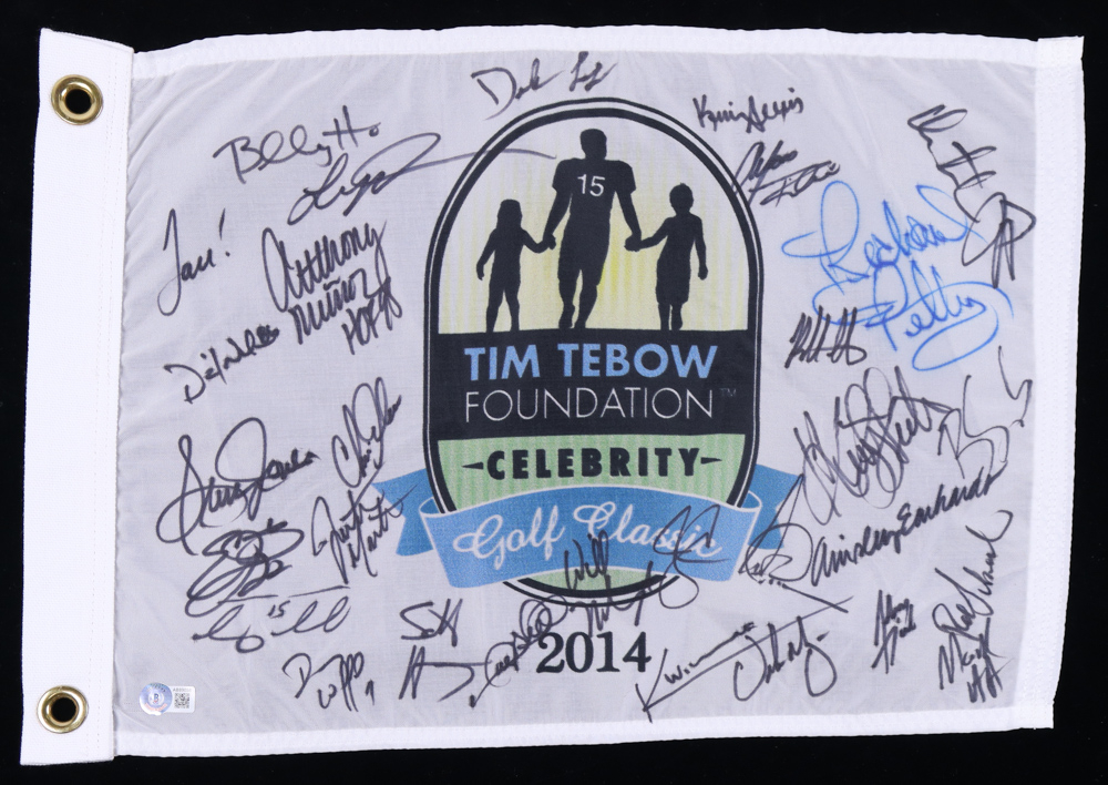 2014 Tim Tebow Celebrity Golf Classic Pin Flag Signed by (30) with Tim ...