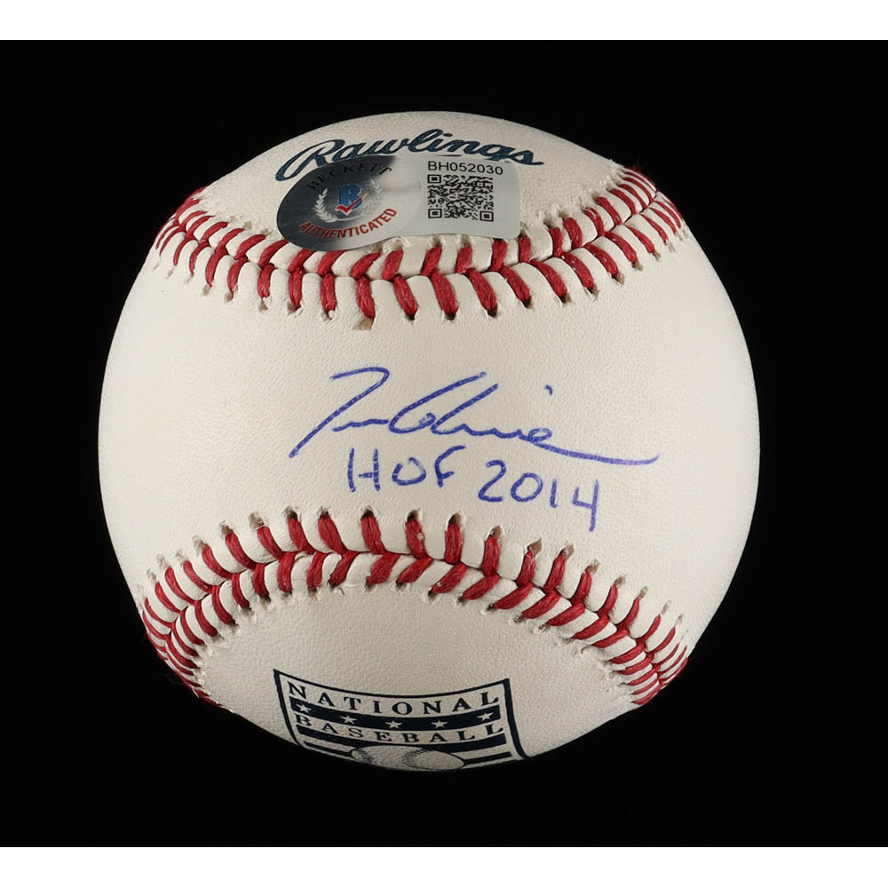 Tom Glavine Signed Hall of Fame Logo OML Baseball Inscribed "HOF 2014 ...