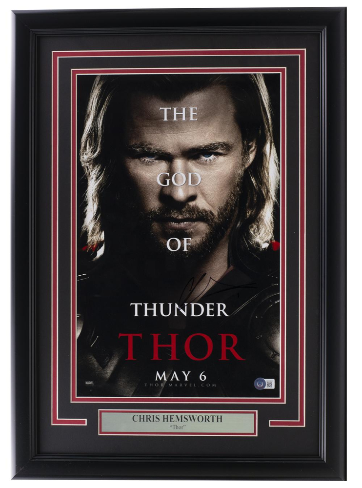 Chris Hemsworth Signed "Thor" Custom Framed Movie Poster (Beckett ...