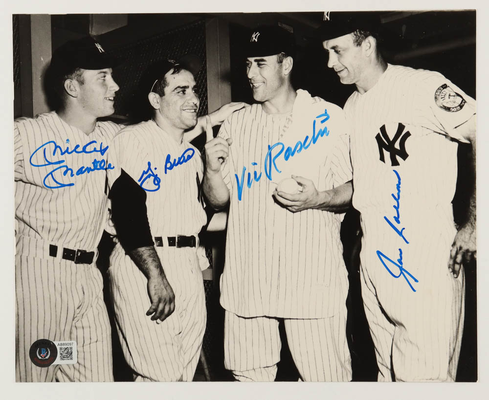 Yankees Greats 8x10 Photo Signed by (4) with Mickey Mantle, Yogi Berra ...