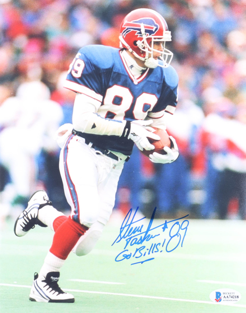 Steve Tasker Signed Bills 8x10 Photo Inscribed "Go Bills!" (Beckett ...