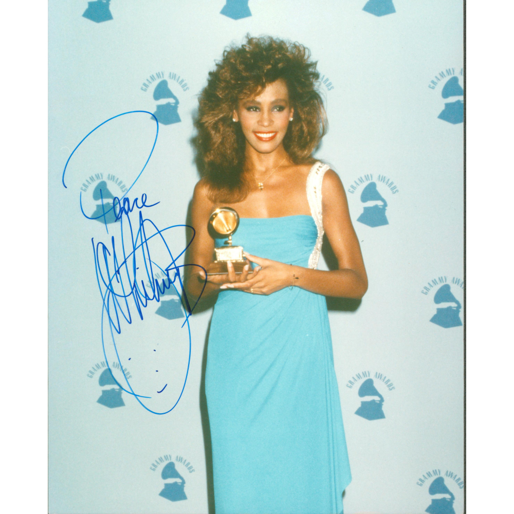 Whitney Houston Signed 8x10 Photo Inscribed "Peace" (Beckett ...
