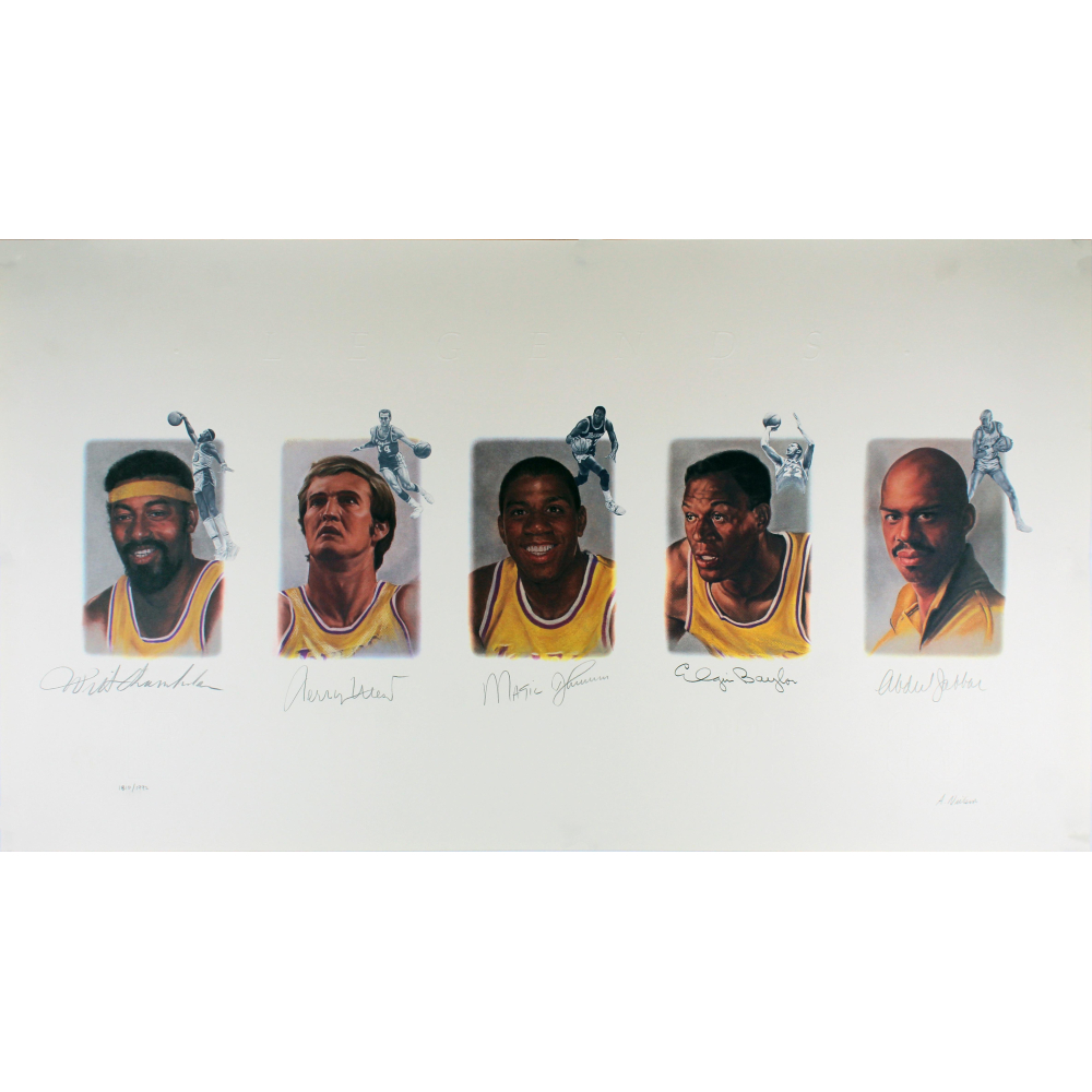 "Lakers Legends" 22x39 Lithograph Signed By (5) Wilt Chamberlain ...