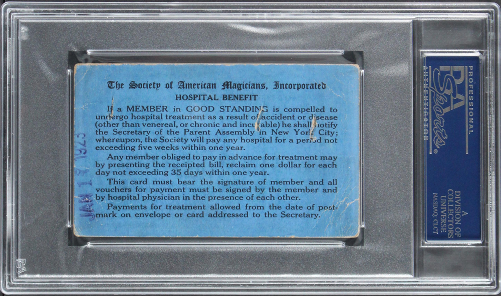 Harry Houdini Signed 2.5x4 Society Of American Magicians ID Card (PSA ...