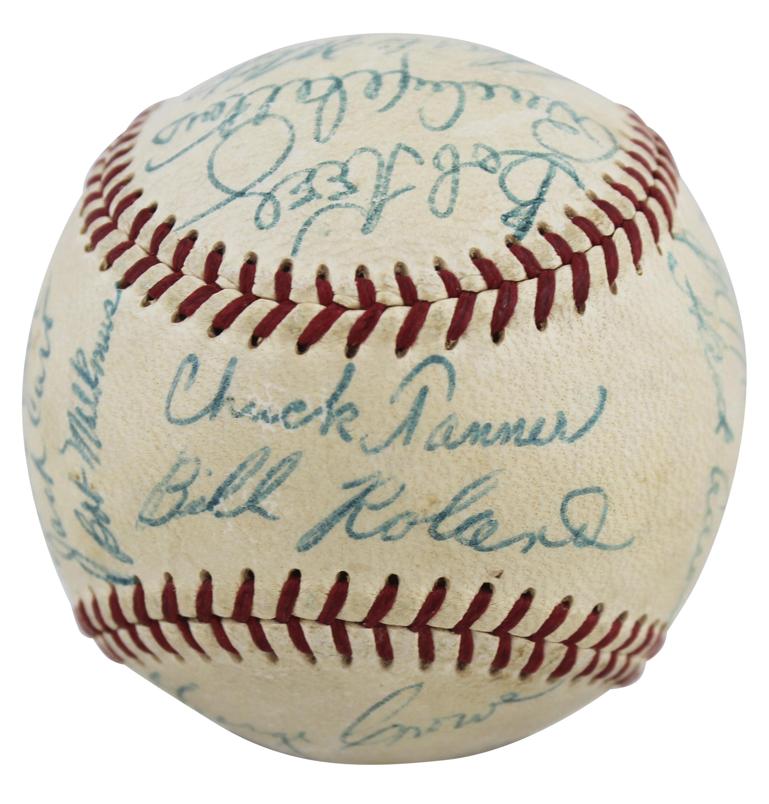 1957 Braves ONL Baseball Signed By (24) WIth Hank Aaron, Eddie Mathews ...