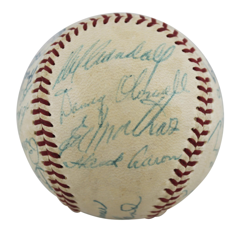 1957 Braves ONL Baseball Signed By (24) WIth Hank Aaron, Eddie Mathews ...