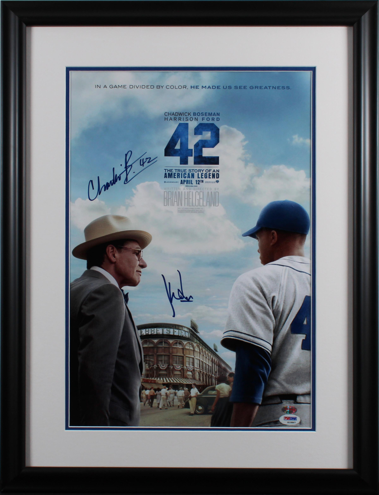 Harrison Ford & Chadwick Boseman Signed "42" 18x23.5 Custom Framed ...