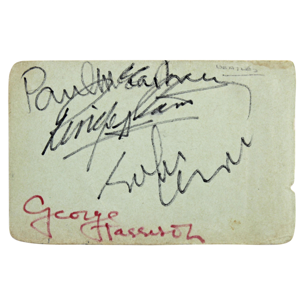 John Lennon, Paul McCartney, George Harrison & Ringo Starr Signed 3x5 ...