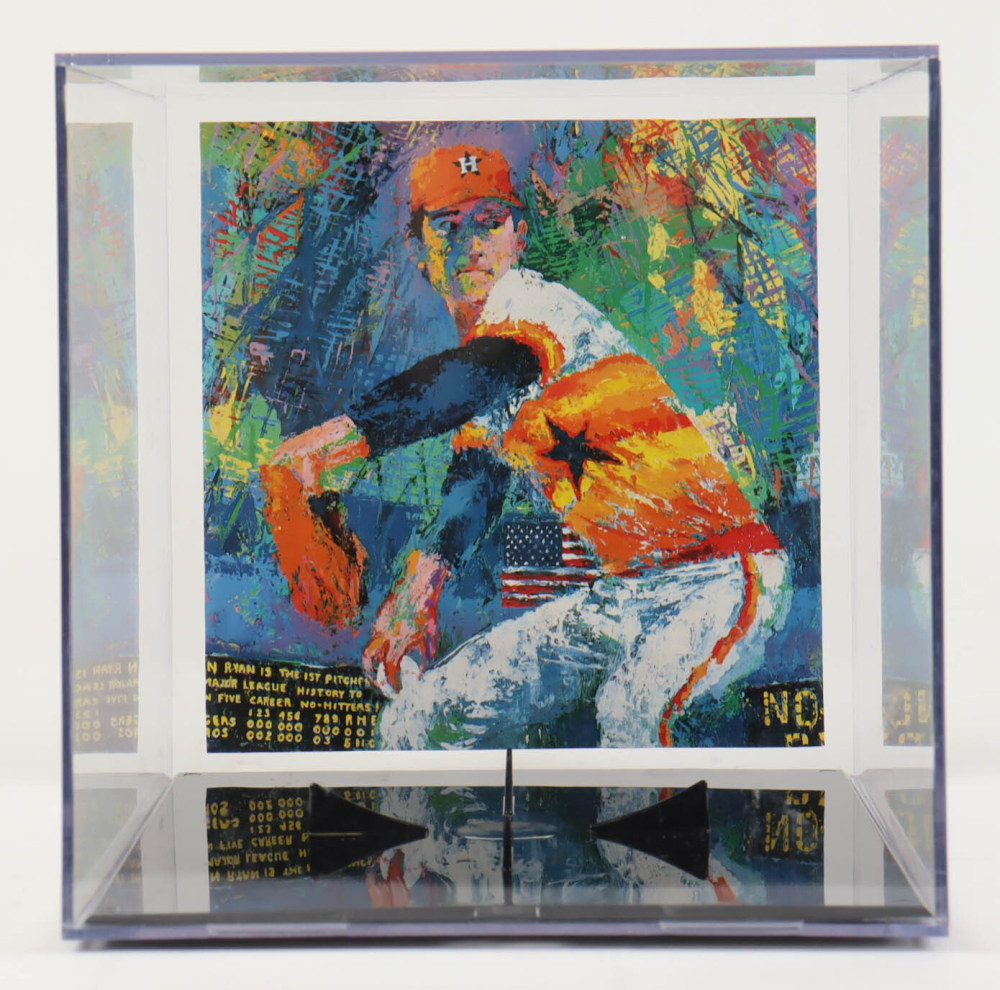 Nolan Ryan Signed Vintage Baseball Cleat with Leroy Neiman Art Display ...