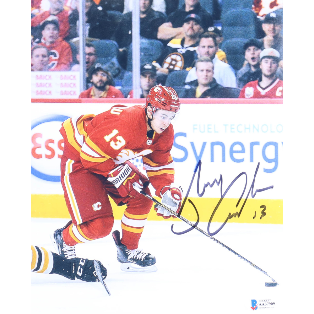 Johnny Gaudreau Signed Flames 8x10 Photo (Beckett) | Pristine Auction