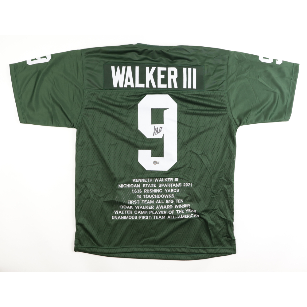Kenneth Walker III Signed Career Highlight Stat Jersey (Beckett ...