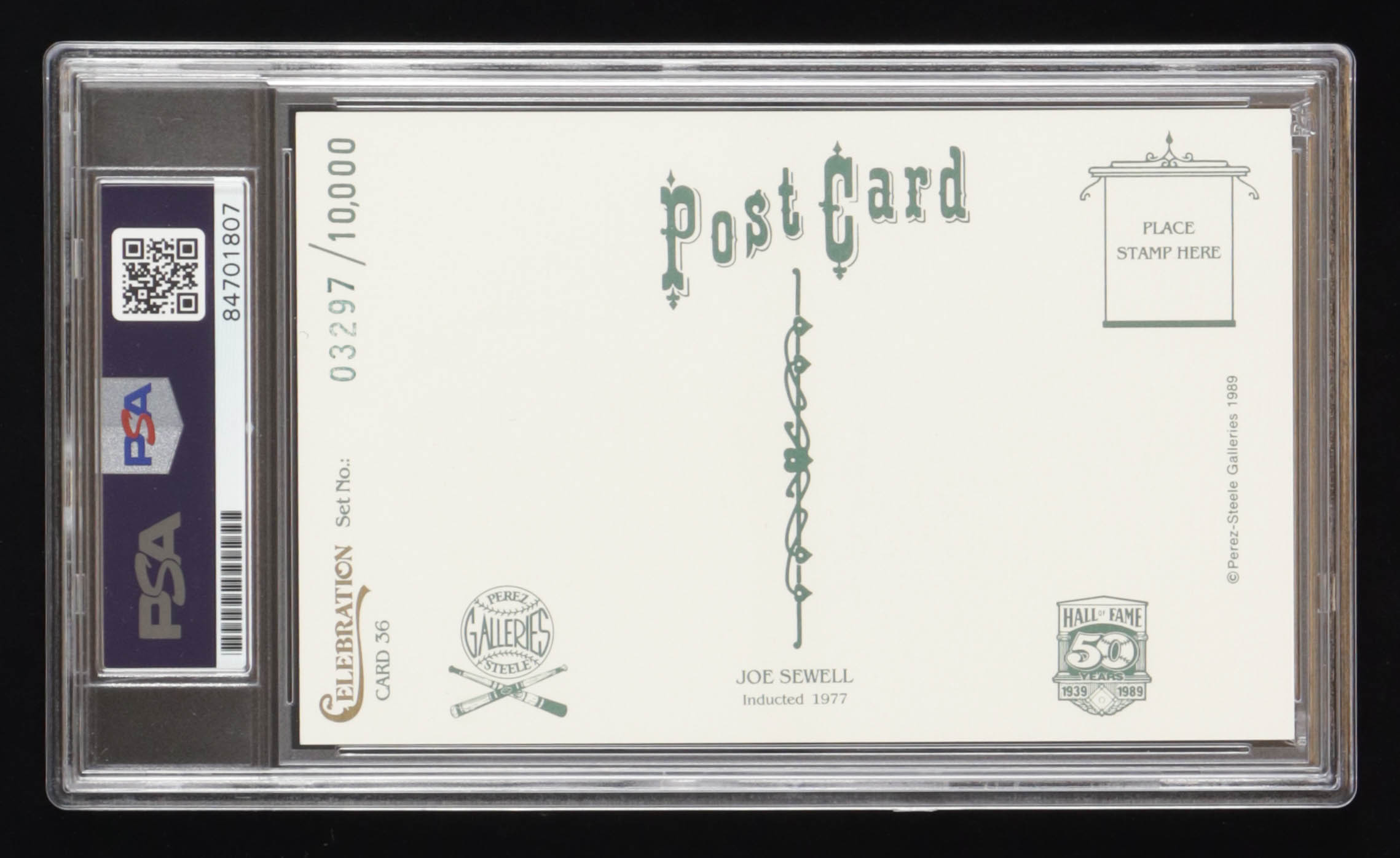 Joe Sewell Signed LE 1989 Perez-Steele Hall of Fame Postcard #36 (PSA ...