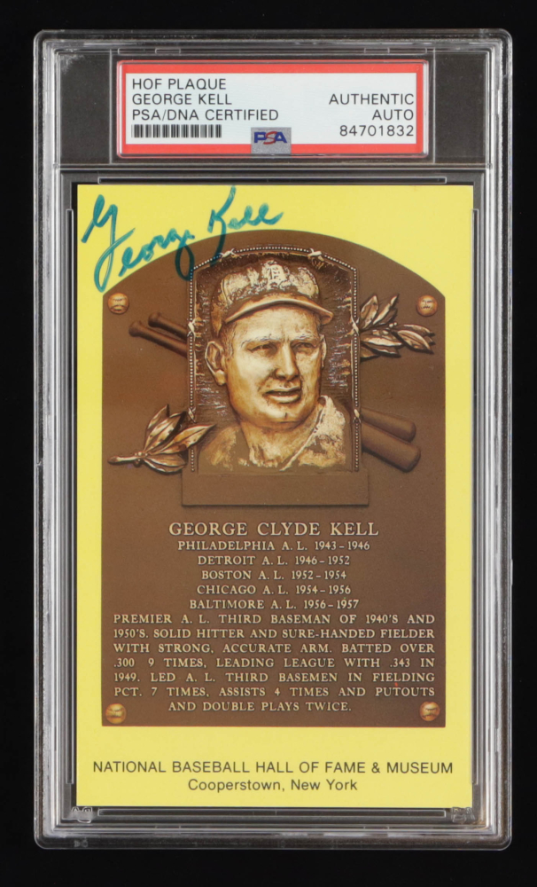 George Kell Signed Hall of Fame Plaque Postcard (PSA) | Pristine Auction