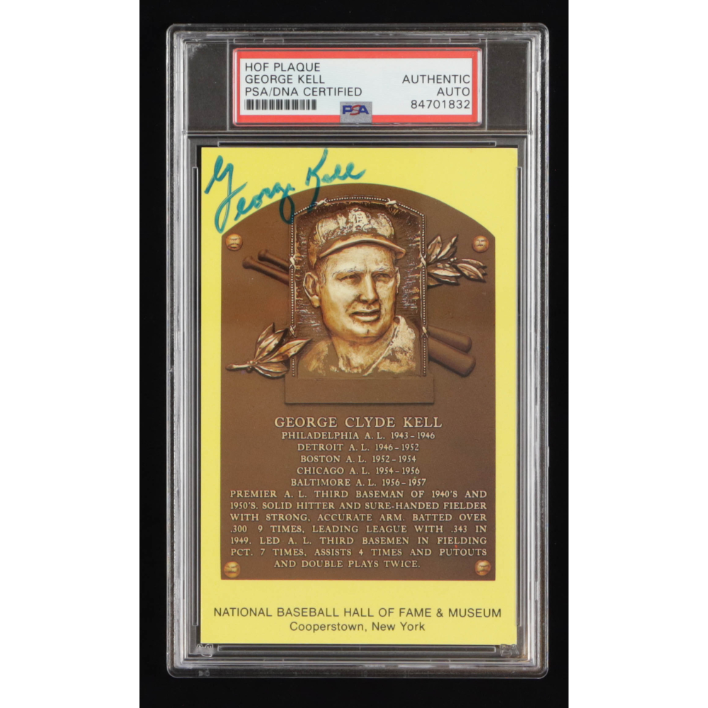 George Kell Signed Hall of Fame Plaque Postcard (PSA) | Pristine Auction