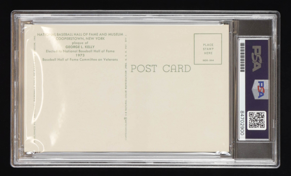 George Kelly Signed Hall of Fame Plaque Postcard (PSA) | Pristine Auction