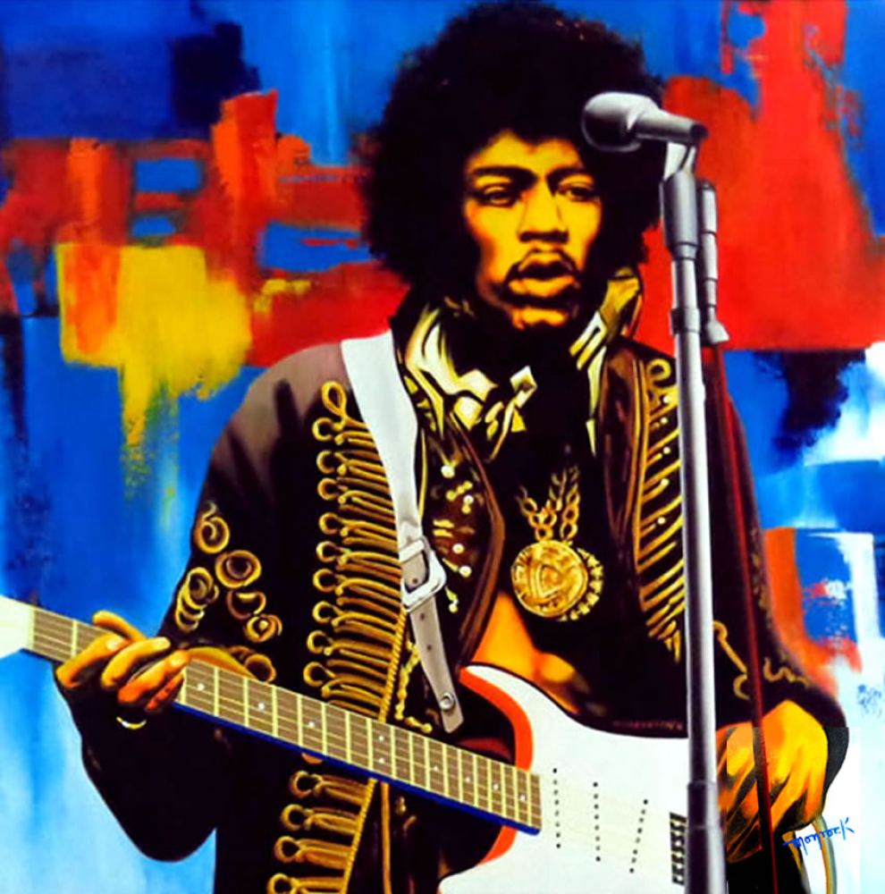 Hector Monroy "Jimi Hendrix" 24x24 Oil Painting on Canvas (PA ...