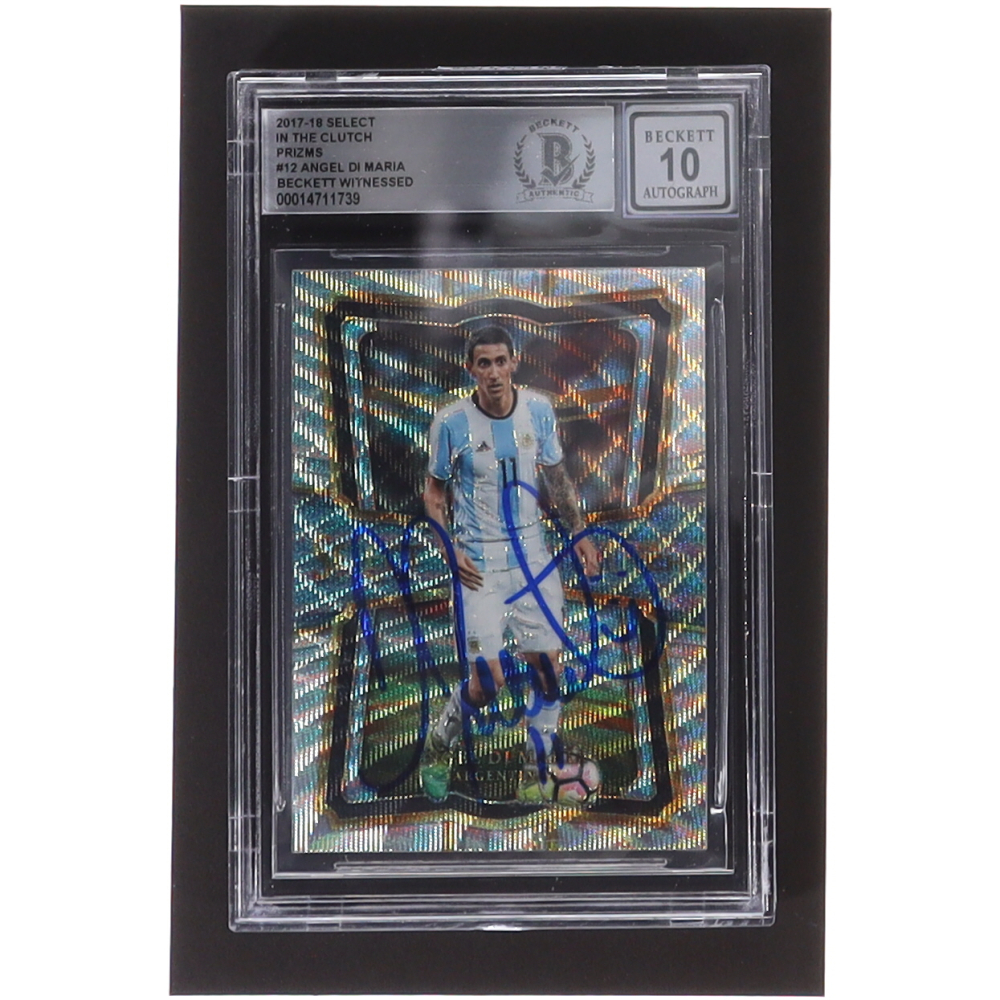 Angel Di Maria Signed 2017-18 Select In the Clutch Prizms #12 (BGS ...