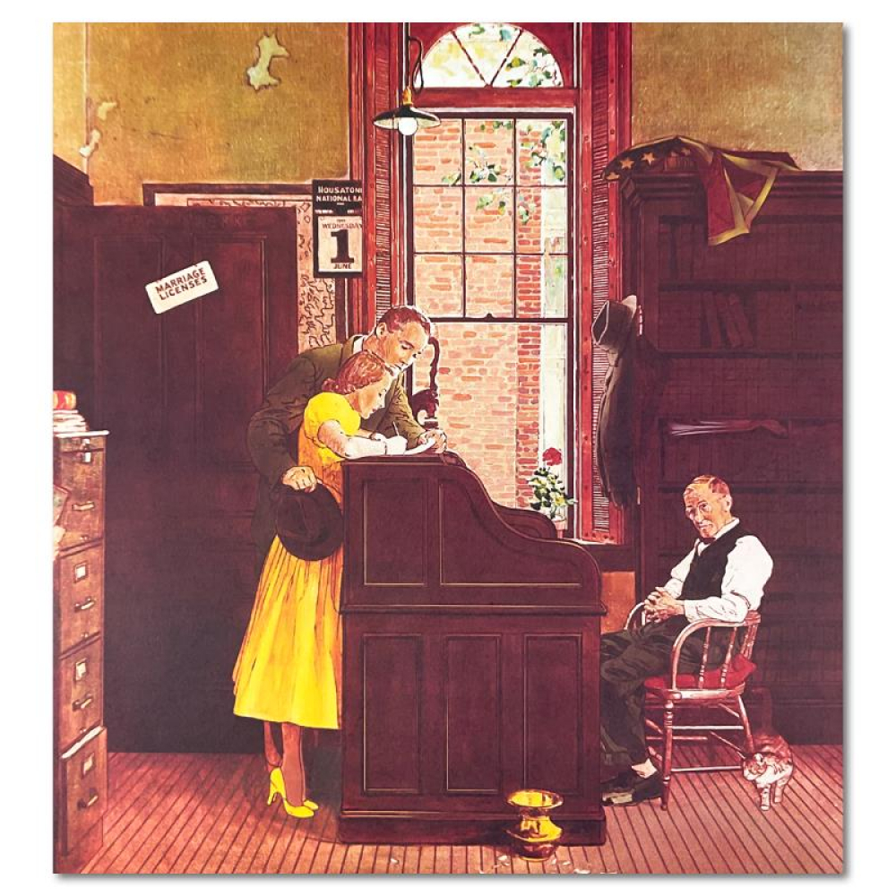 Norman Rockwell "Marriage License" Numbered Inverso LE 21x23 Offset ...