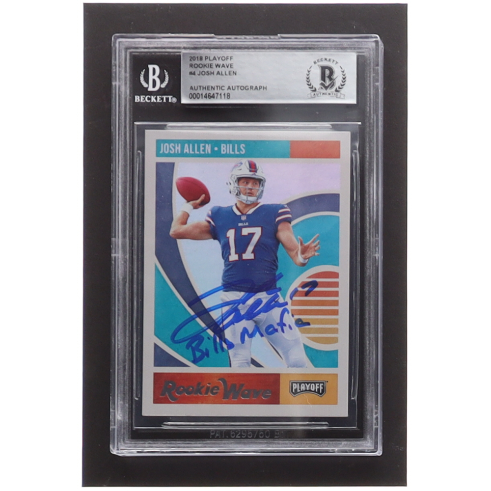 Josh Allen Signed 2018 Playoff Rookie Wave #4 RC Inscribed "Bills Mafia ...