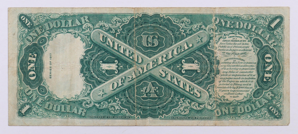 1917 $1 One Dollar Legal Tender Red Seal Large Size Bank Note Bill ...