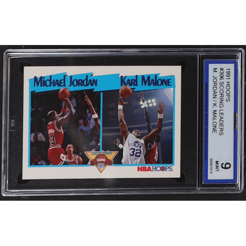 Michael Jordan / Karl Malone 1991-92 Hoops #306 Scoring Leaders (ISA 10 ...