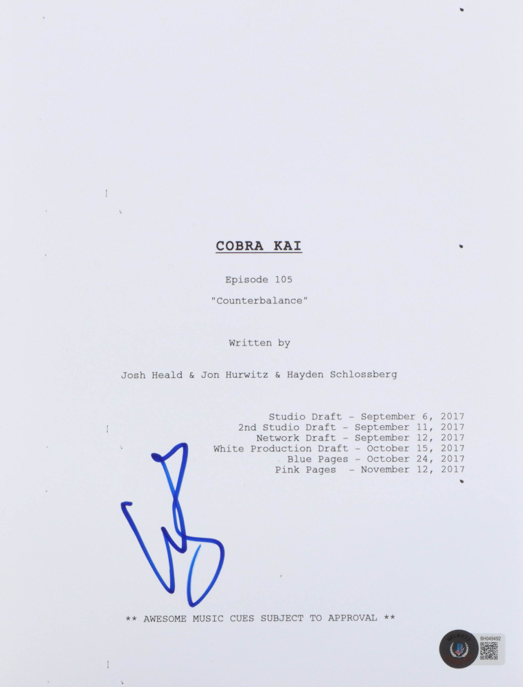 William Zabka Signed "Cobra Kai" 8x10 Episode Script Cover (Beckett ...