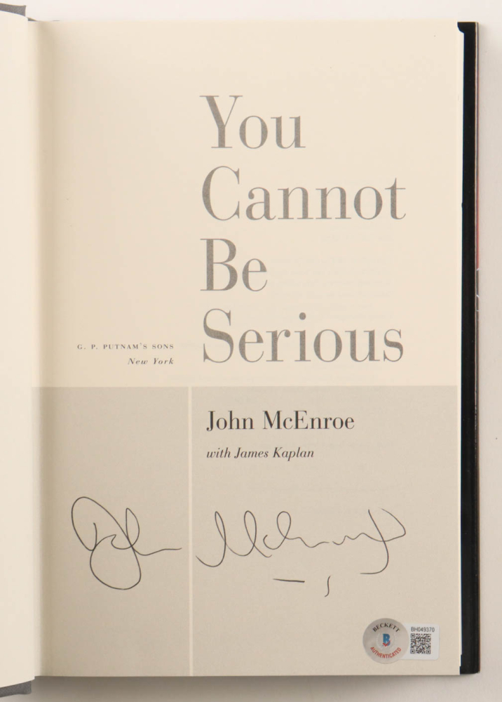 John McEnroe Signed "You Cannot Be Serious" Hardcover Book (Beckett) | Pristine Auction