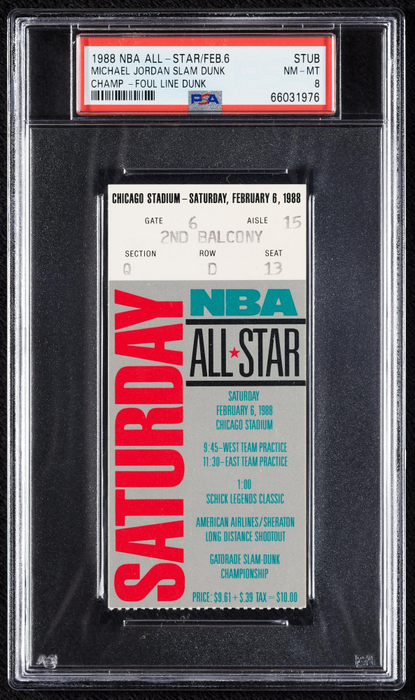1988 NBA All-Star Saturday Slam Dunk Ticket Stub (PSA 8) | Pristine Auction