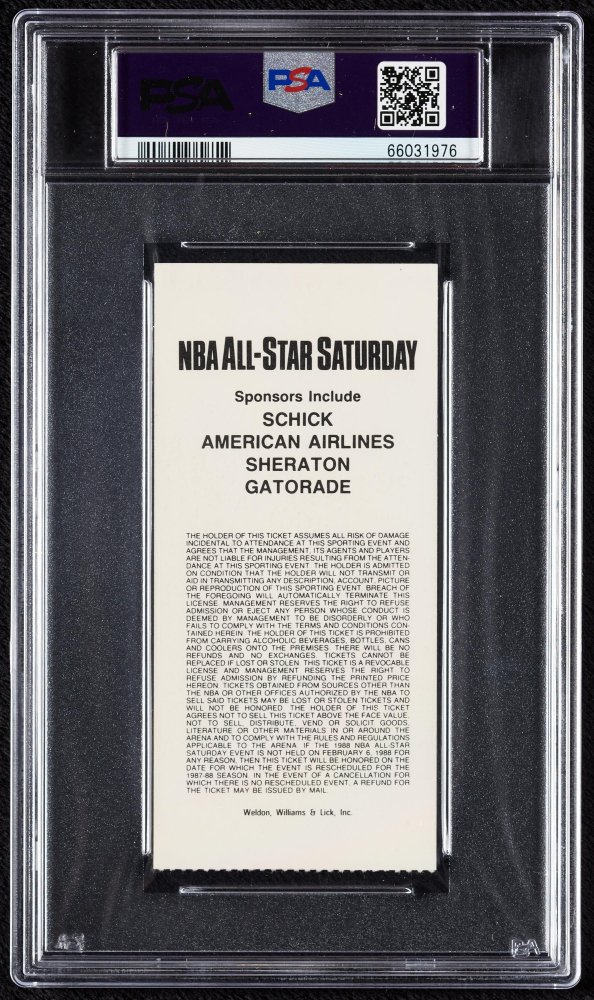 1988 NBA All-Star Saturday Slam Dunk Ticket Stub (PSA 8) | Pristine Auction