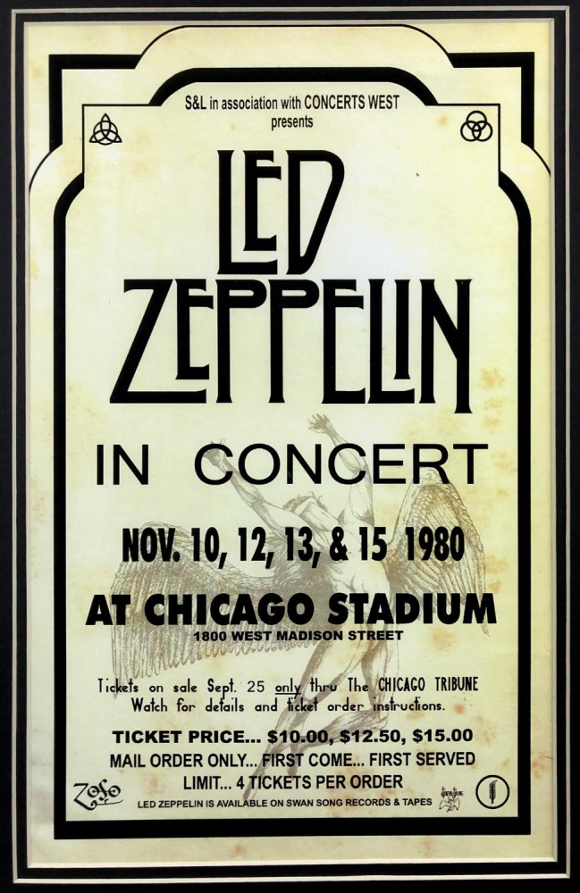 "Led Zeppelin" Custom Framed Poster Display with Original 1980 Concert ...