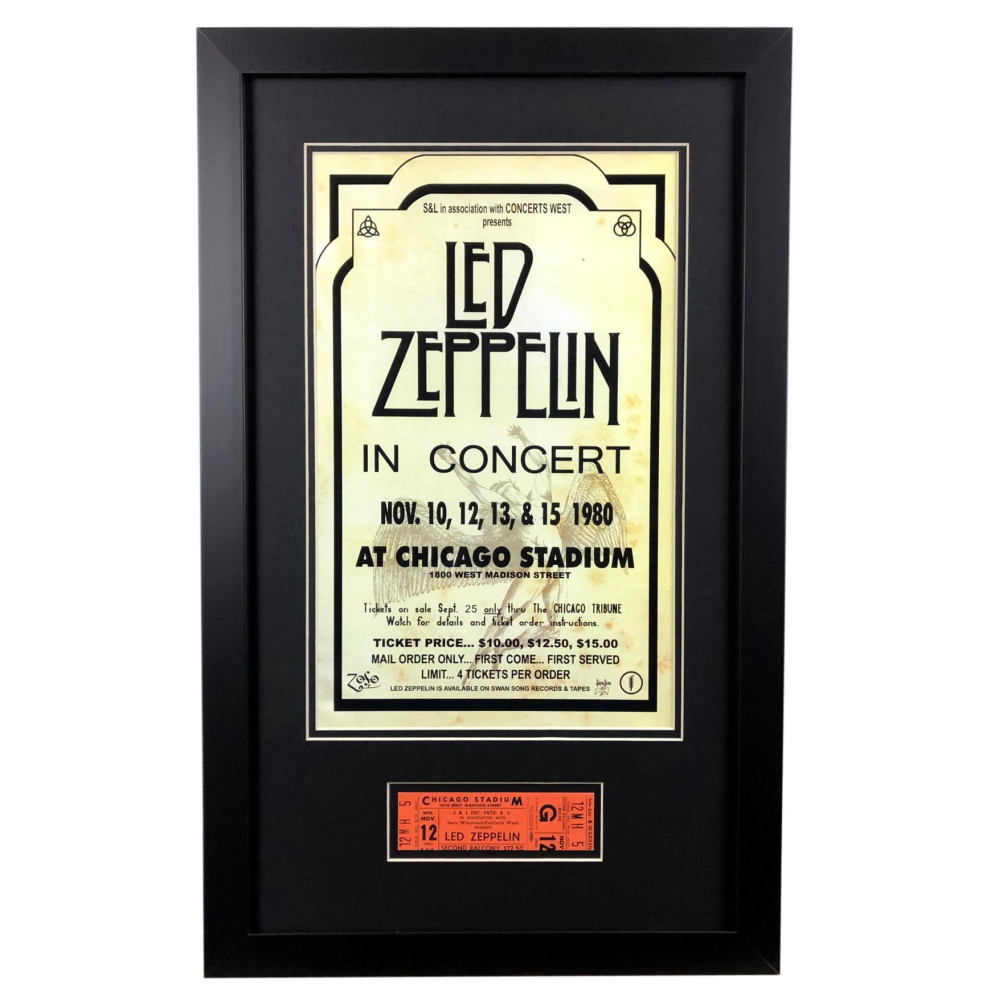 "Led Zeppelin" Custom Framed Poster Display with Original 1980 Concert ...