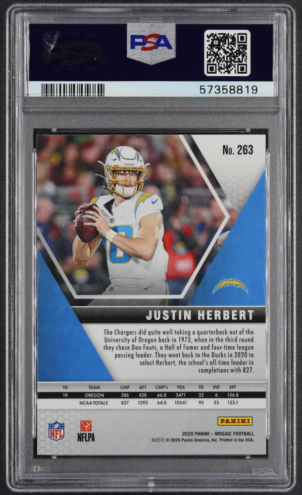 Justin Herbert 2020 Panini Mosaic #263 DEB RC (PSA 10) | Pristine Auction