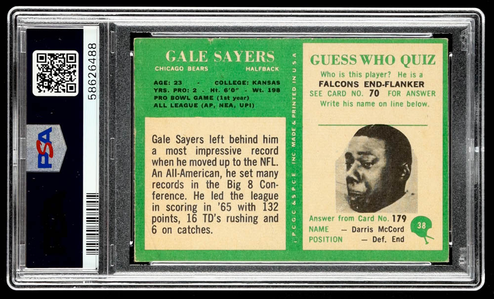 Gale Sayers 1966 Philadelphia #38 RC (PSA Authentic) (Altered ...