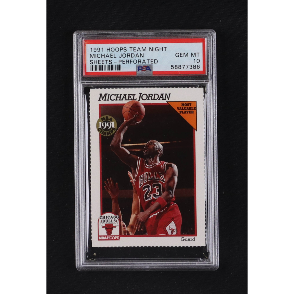 Michael Jordan 1991 Hoops Team Night Sheets-Perforated (PSA 10 ...