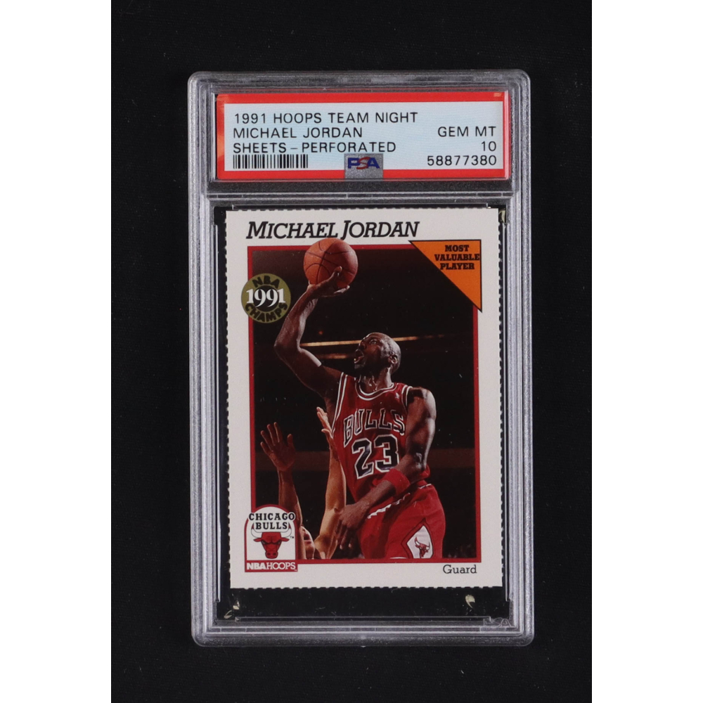 Michael Jordan 1991 Hoops Team Night Sheets-Perforated (PSA 10 ...