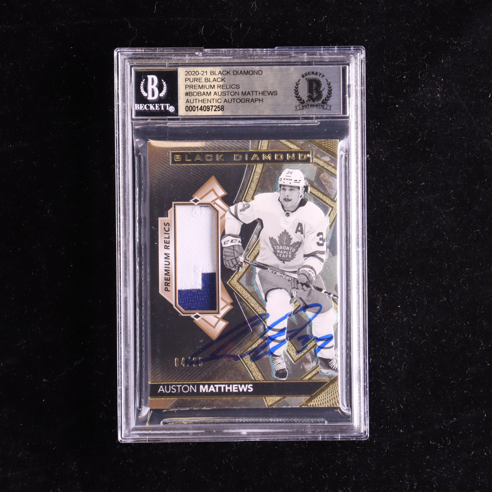 Auston Matthews Signed 2020-21 Black Diamond Pure Black Premium Relics ...