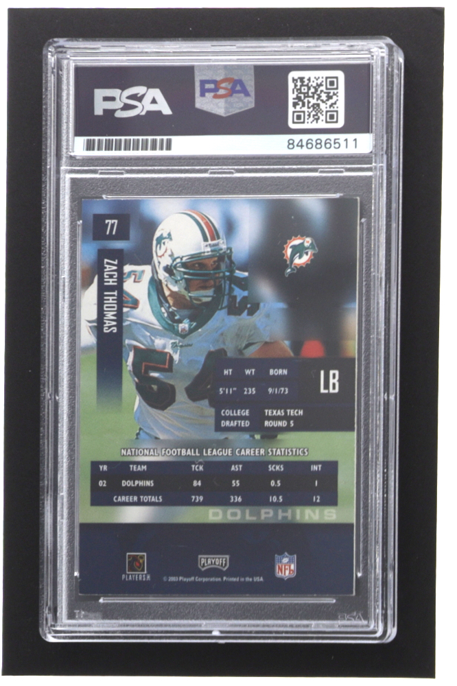 Zach Thomas Signed 2003 Playoff Prestige #77 (PSA) | Pristine Auction