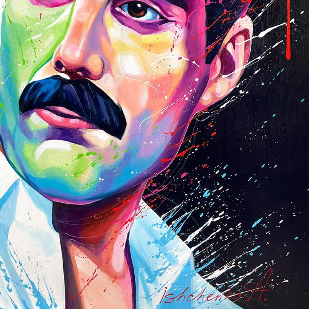 Alexander Ishchenko Signed "Freddy Mercury" 36x36 Original Acrylic ...