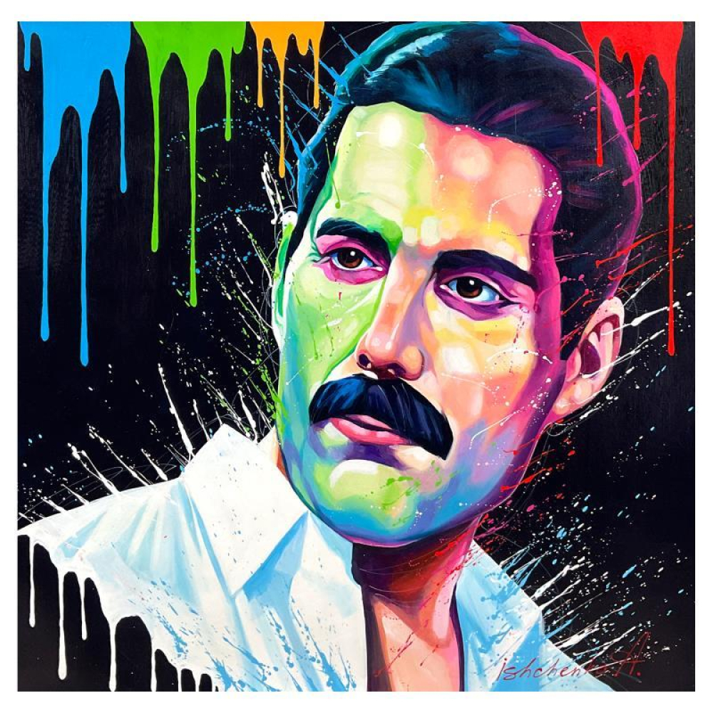 Alexander Ishchenko Signed "Freddy Mercury" 36x36 Original Acrylic ...