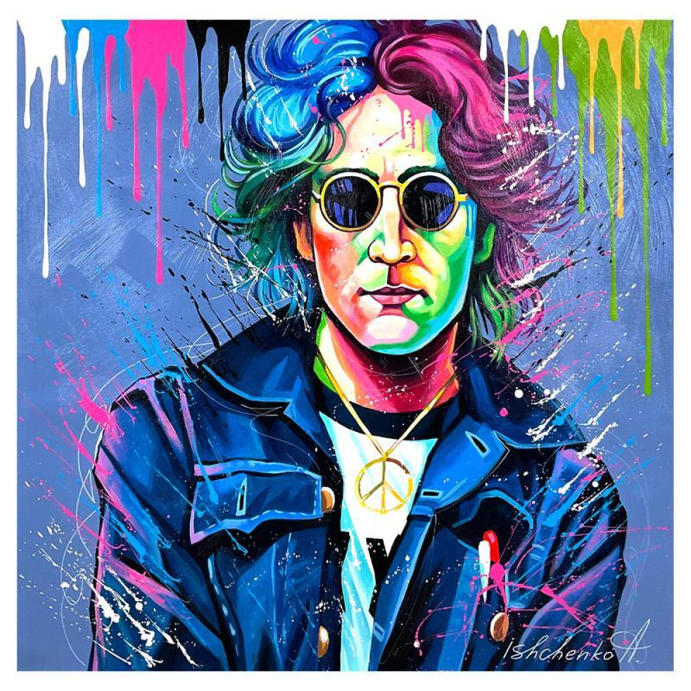 Alexander Ishchenko Signed "John Lennon" 36x36 Original Acrylic ...