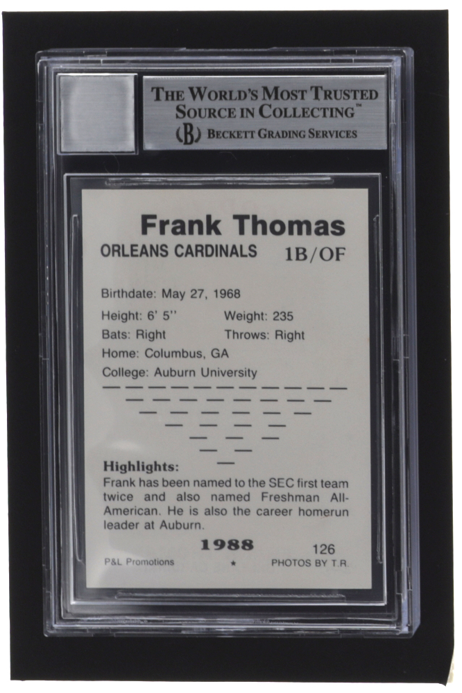 Frank Thomas Signed 1988 Cape Cod Prospects P and L Promotions #126 ...