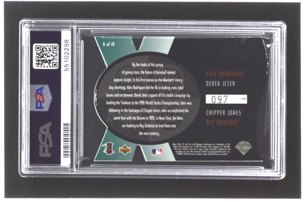 1997 SP SPx Force #6 Alex Rodrigue / Derek Jeter / Chipper Jones / Rey ...