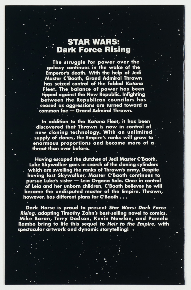 Timothy Zahn Signed 1997 "Star Wars: Dark Force Rising" Issue #2 Dark ...