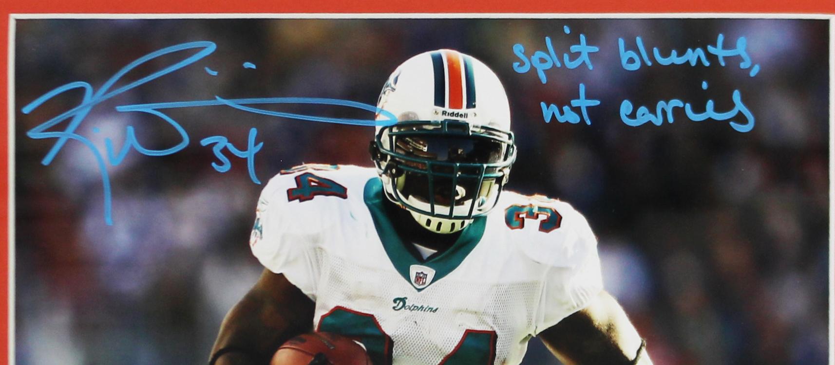 Ricky Williams Signed Dolphins Custom Framed Photo Inscribed "Split ...