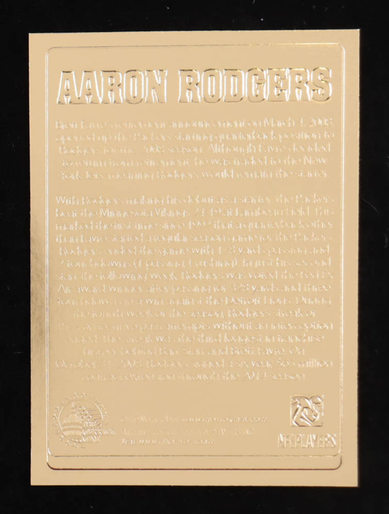 Aaron Rodgers 2008 The Merrick Mint 23kt Gold Card | Pristine Auction