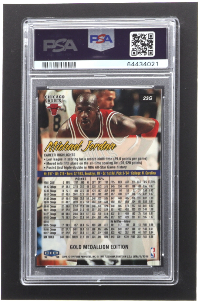 Michael Jordan 1997-98 Ultra Gold Medallion #23G (PSA 8) | Pristine Auction