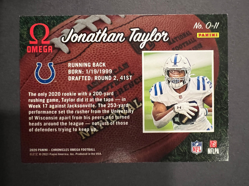 Jonathan Taylor 2020 Omega #11 RC | Pristine Auction